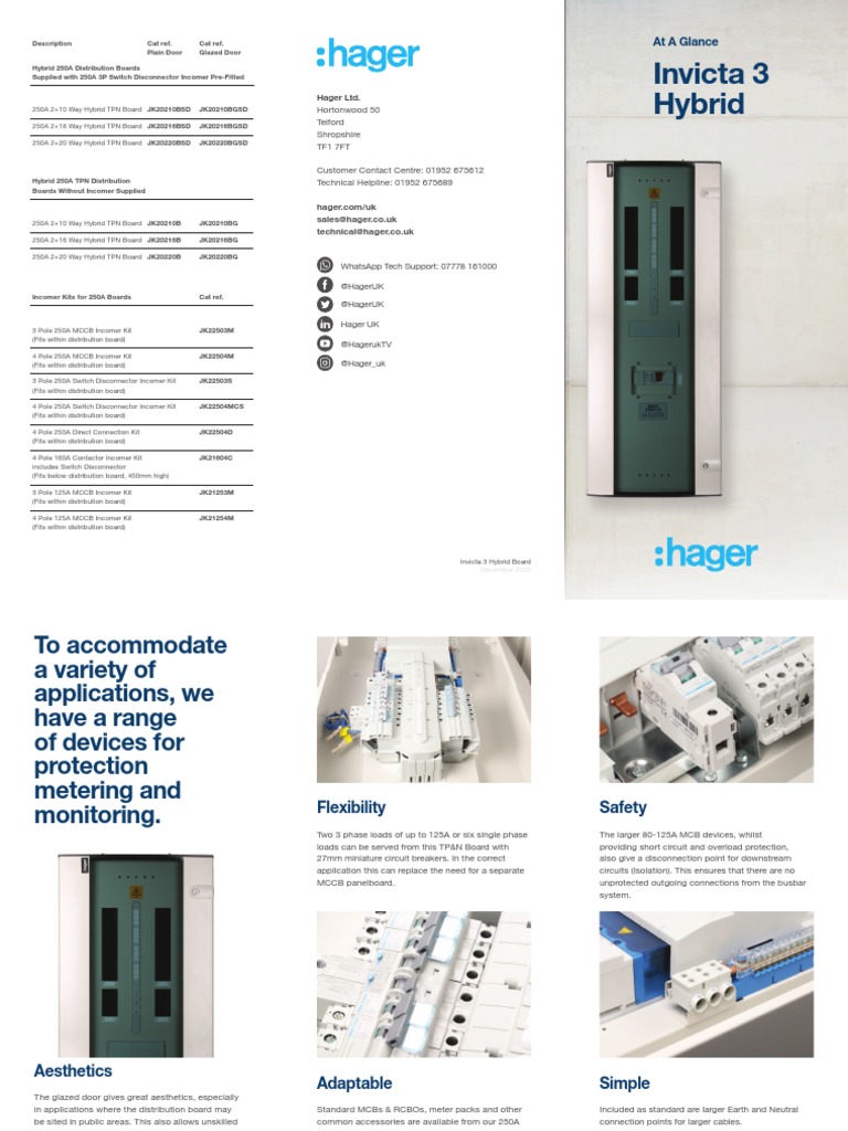 250A Hybrid Distribution Boards With Incomer Options | PDF | Electric ...
