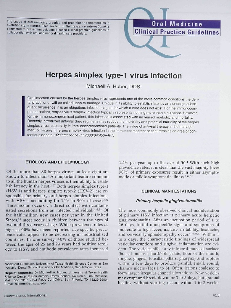 Herpes Simplex Type-1 Virus Infection (2003) | PDF | Herpes Simplex ...