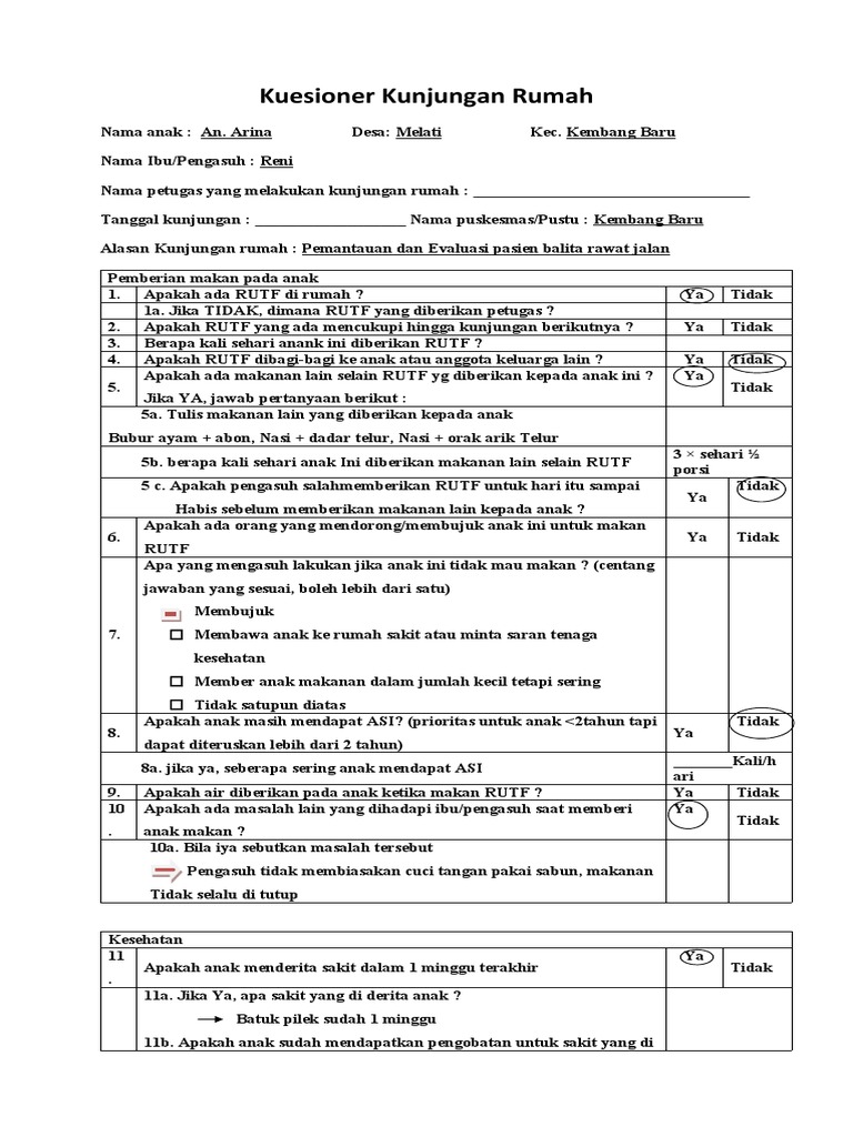 Kuesioner Kunjungan Rumah | PDF