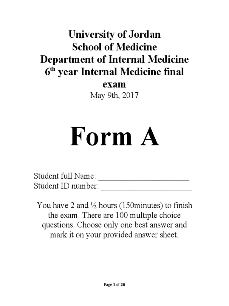 Sample Final Year Exam - 2017 | PDF | Myocardial Infarction ...