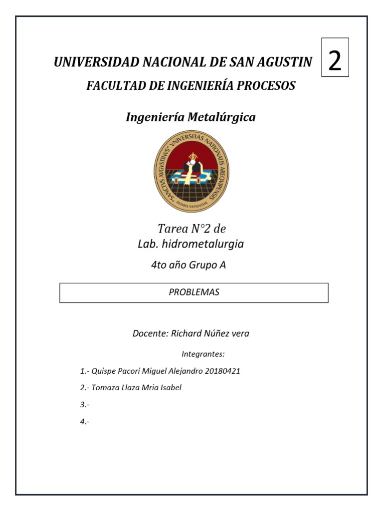 Problemas de Hidro | PDF | Química analítica | Compuestos químicos