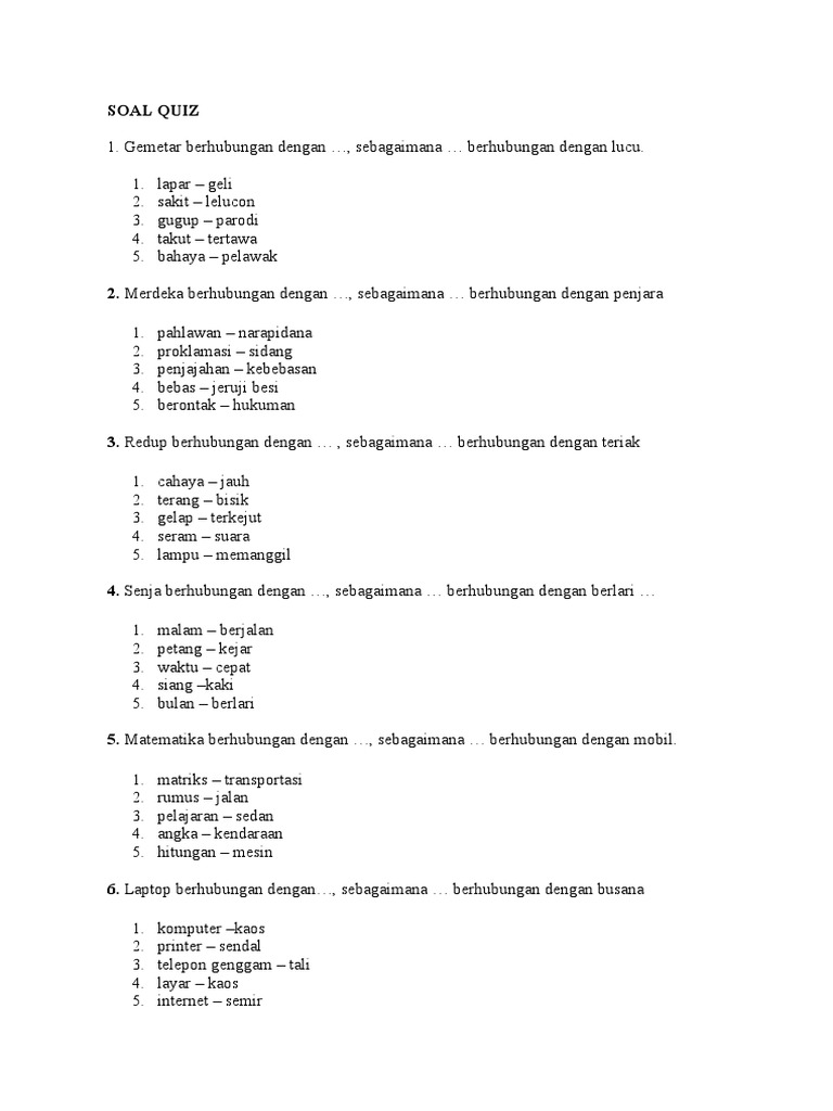Soal Quiz | PDF