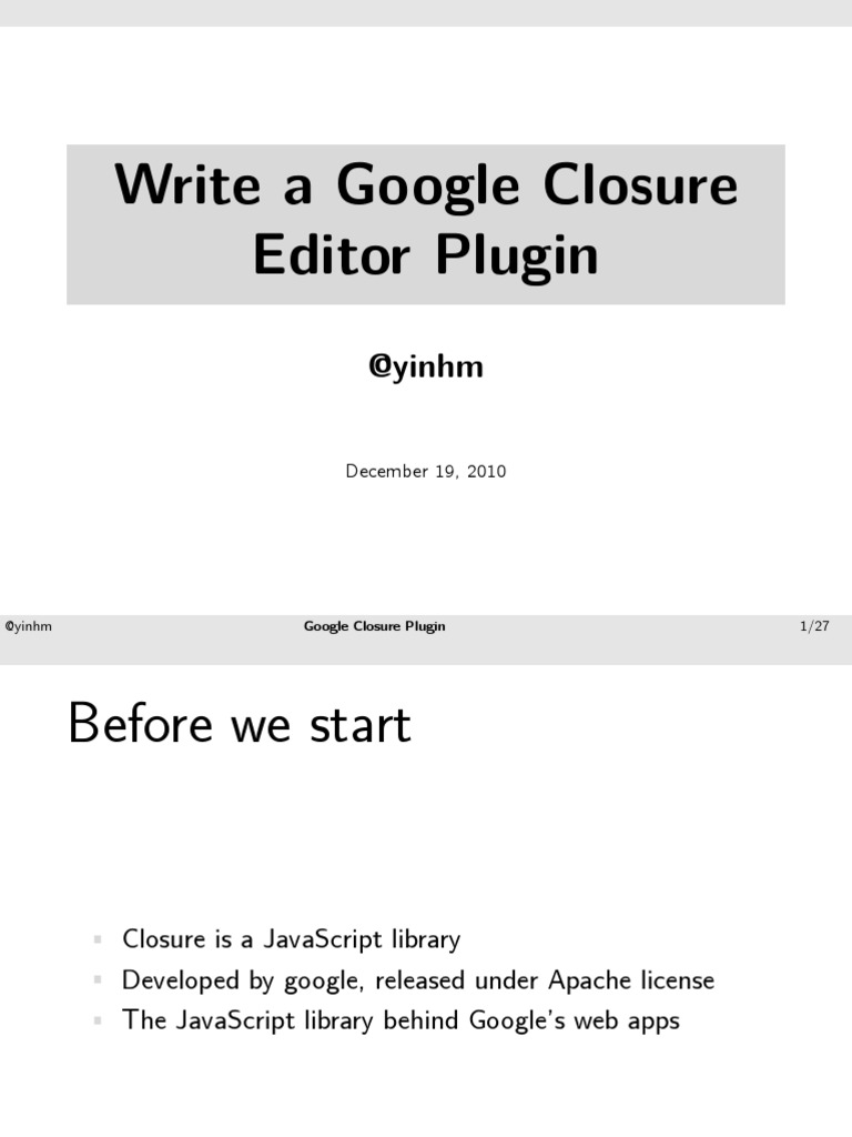 Writing A Google Closure Editor Plugin | PDF | Inheritance (Object Oriented Programming) | Java ...
