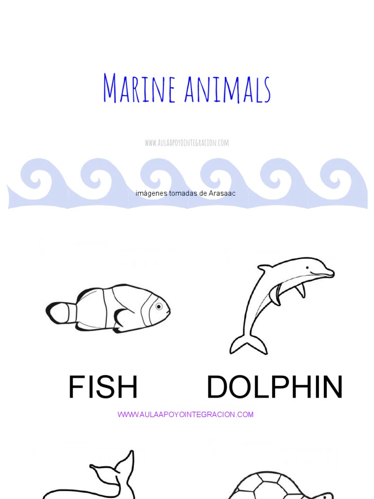 Animales marinos en inglés y español | PDF
