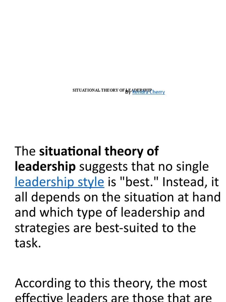 Situational Theory of Leadership | PDF | Leadership | Applied Psychology