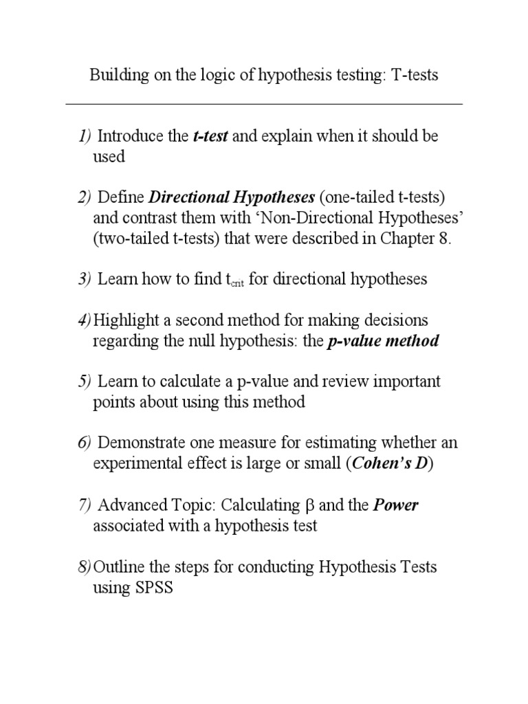 Directional and Non-Directional Tests | PDF | P Value | Null Hypothesis