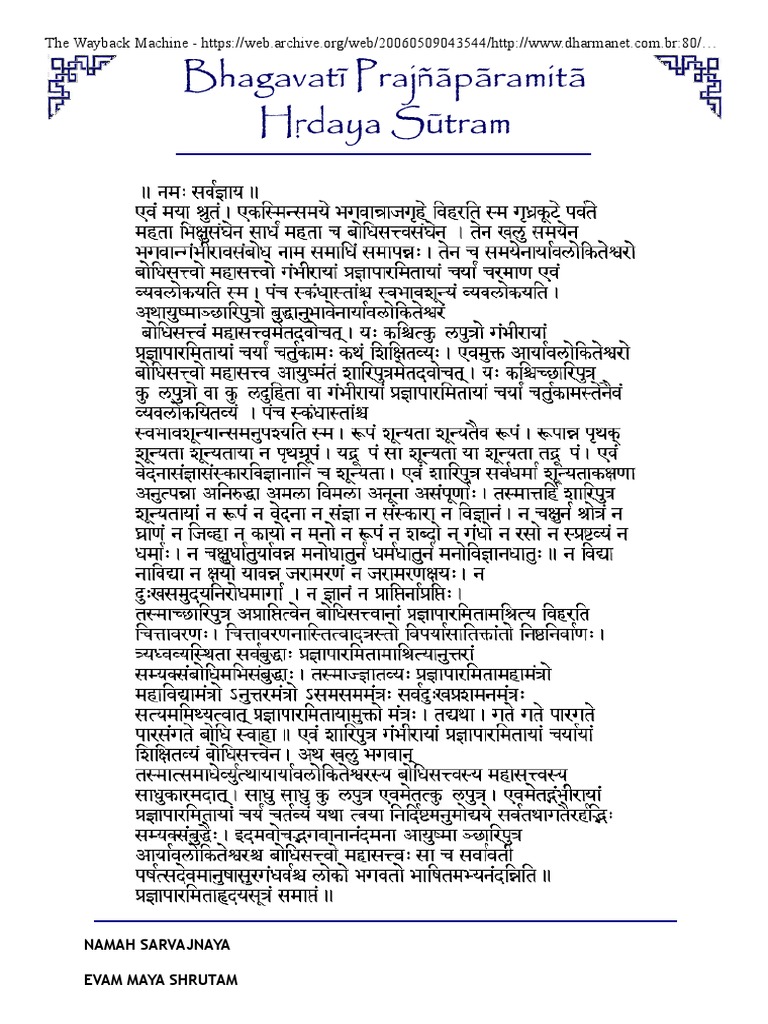 Bhavagati Prajnaparamita Hridaya Sutram Sânscrito Longo | PDF | Nāstika | Buddhist Philosophy