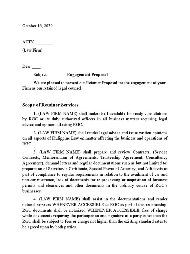 Scope of Retainer Services: Engagement Proposal | PDF