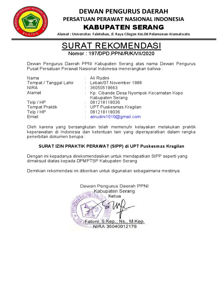 197 Surat Rekom Sip Ali Rudini | PDF