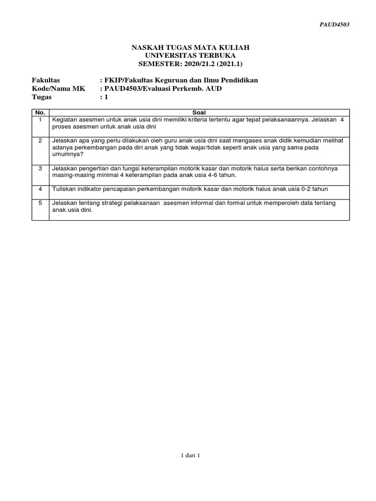 Naskah Paud4503 Tmk1 1 | PDF | Kesehatan Holistik | Sains & Matematika
