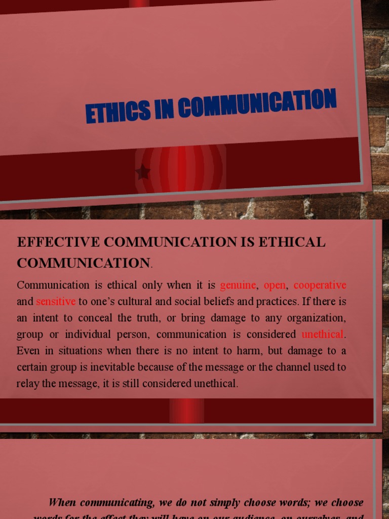 Ethics in Communicati ON | PDF | Plagiarism | Communication