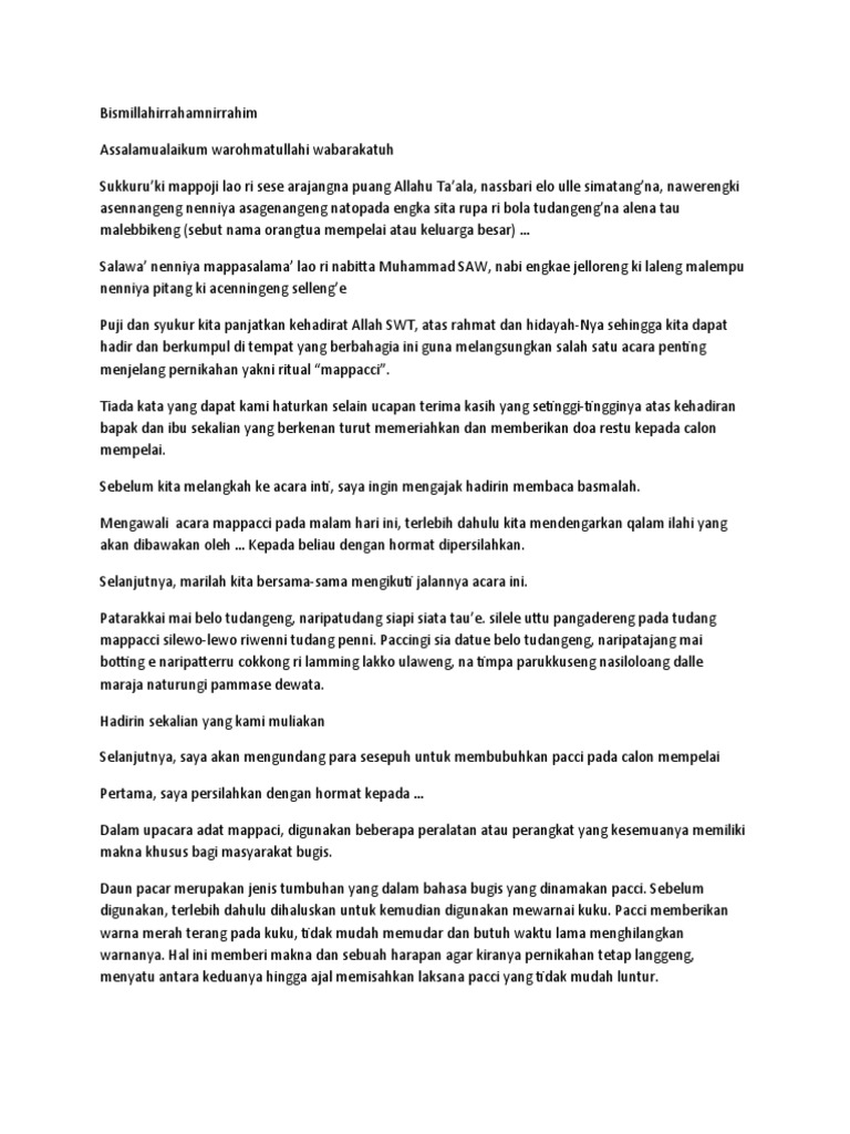 Ritual Mappacci: Tradisi Pernikahan Bugis | PDF