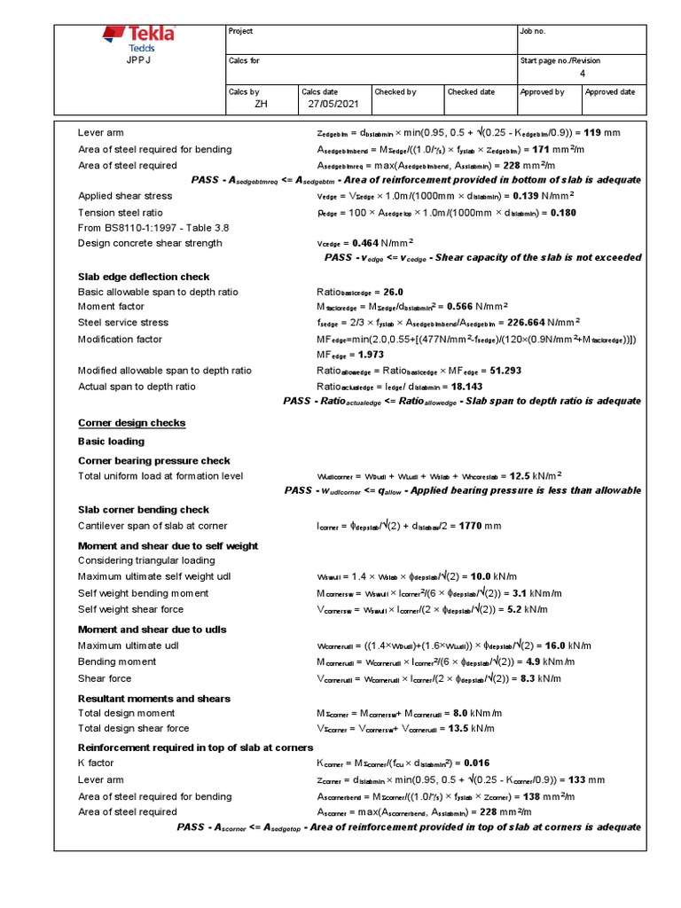 RC Raft Foundation (BS8110) - Part4 | PDF | Bending | Classical Mechanics