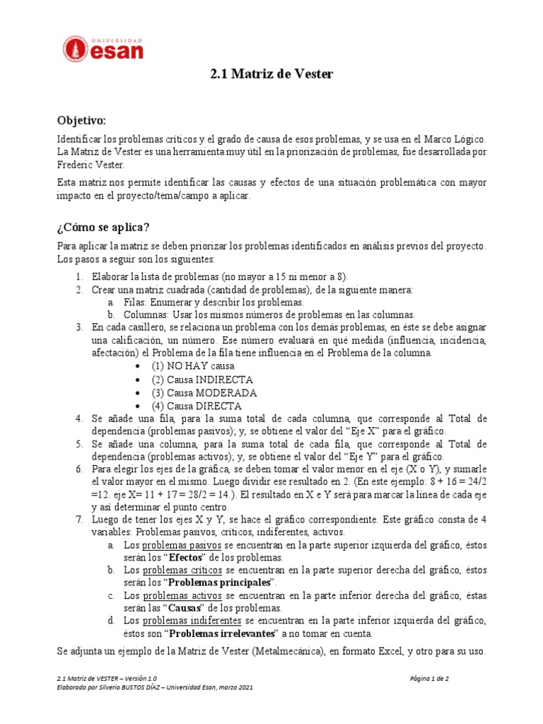 Matriz de Vester | PDF | Matriz (Matemáticas) | Enseñanza de matemática