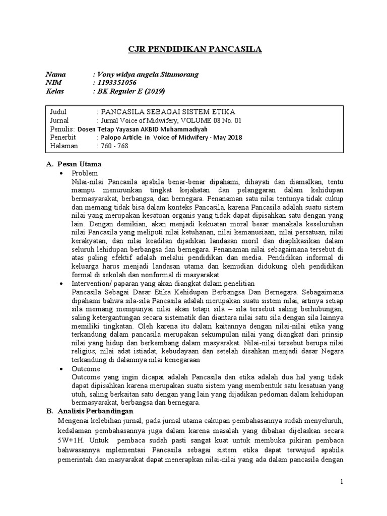 CJR Pancasila Vony | PDF