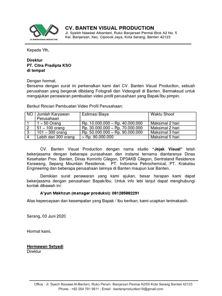 Surat Penawaran Untuk Citra Pradipta KSO | PDF