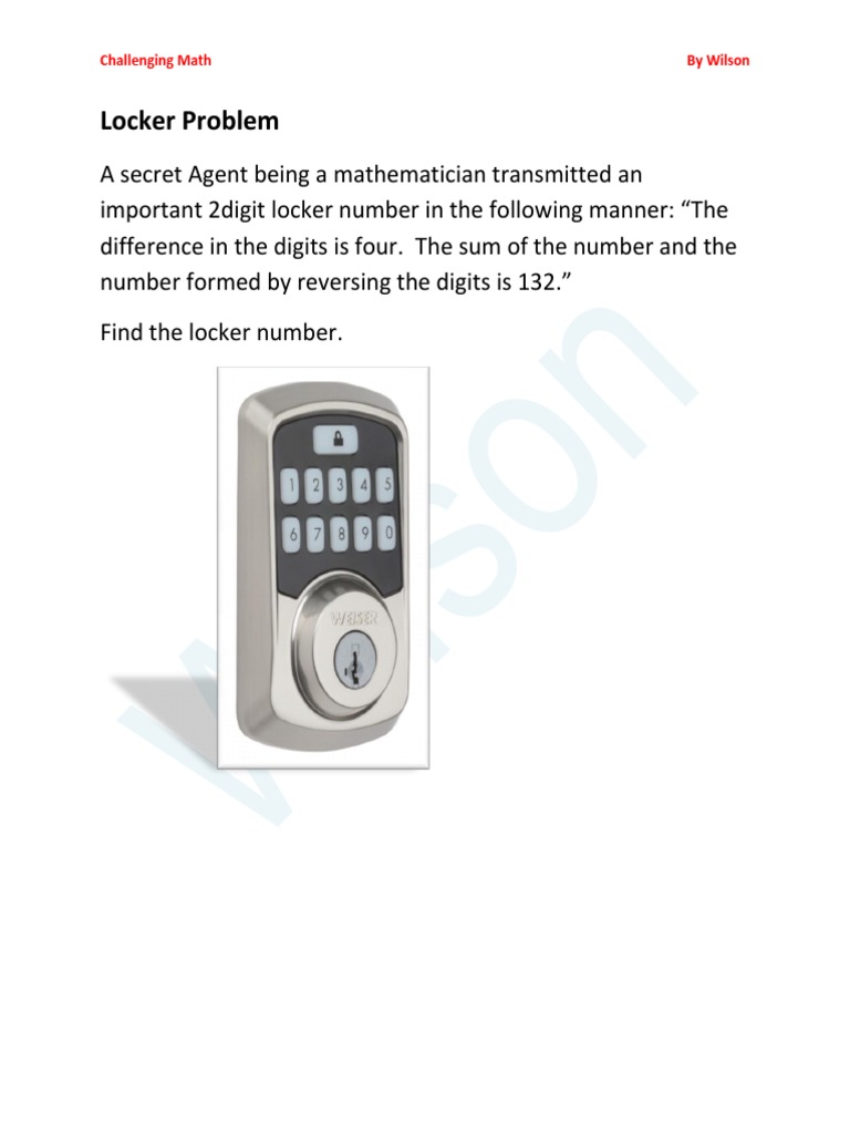 Locker Problem: Challenging Math by Wilson | PDF