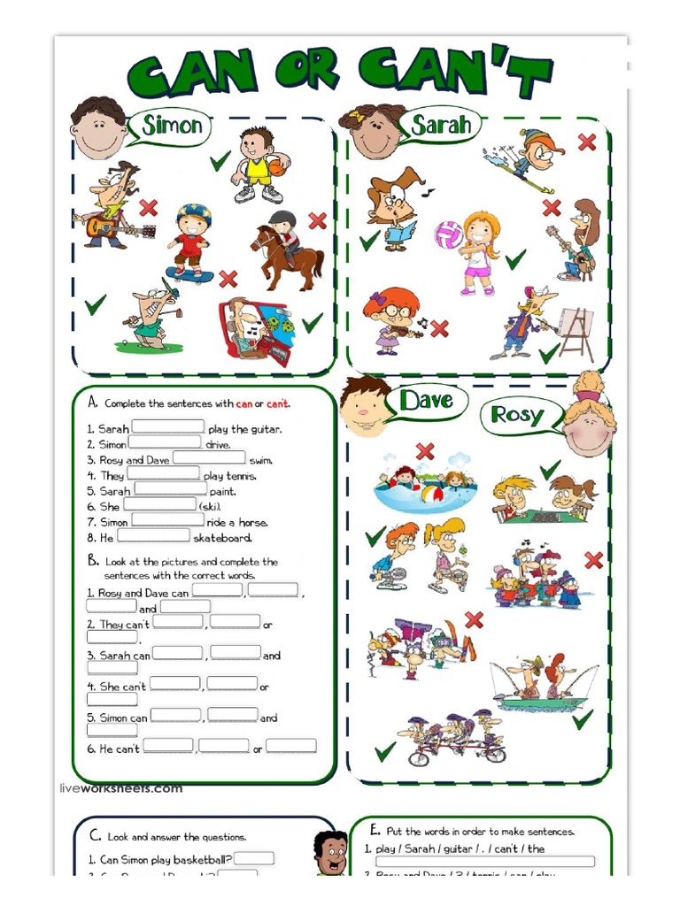 Ejercicio de Can or Can't | PDF