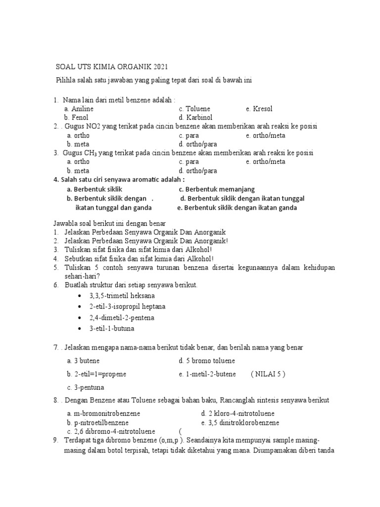 Uts Kimia Organik | PDF