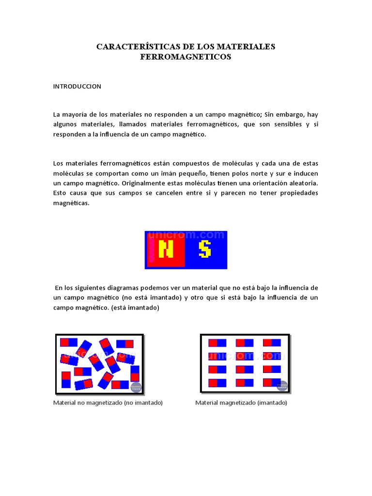 Características de Los Materiales Ferromagneticos | PDF | Magnetismo ...