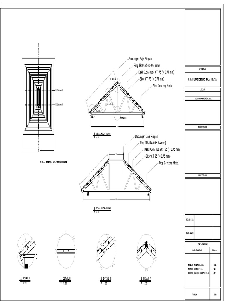 Denah dan Detail Atap Baja Ringan | PDF