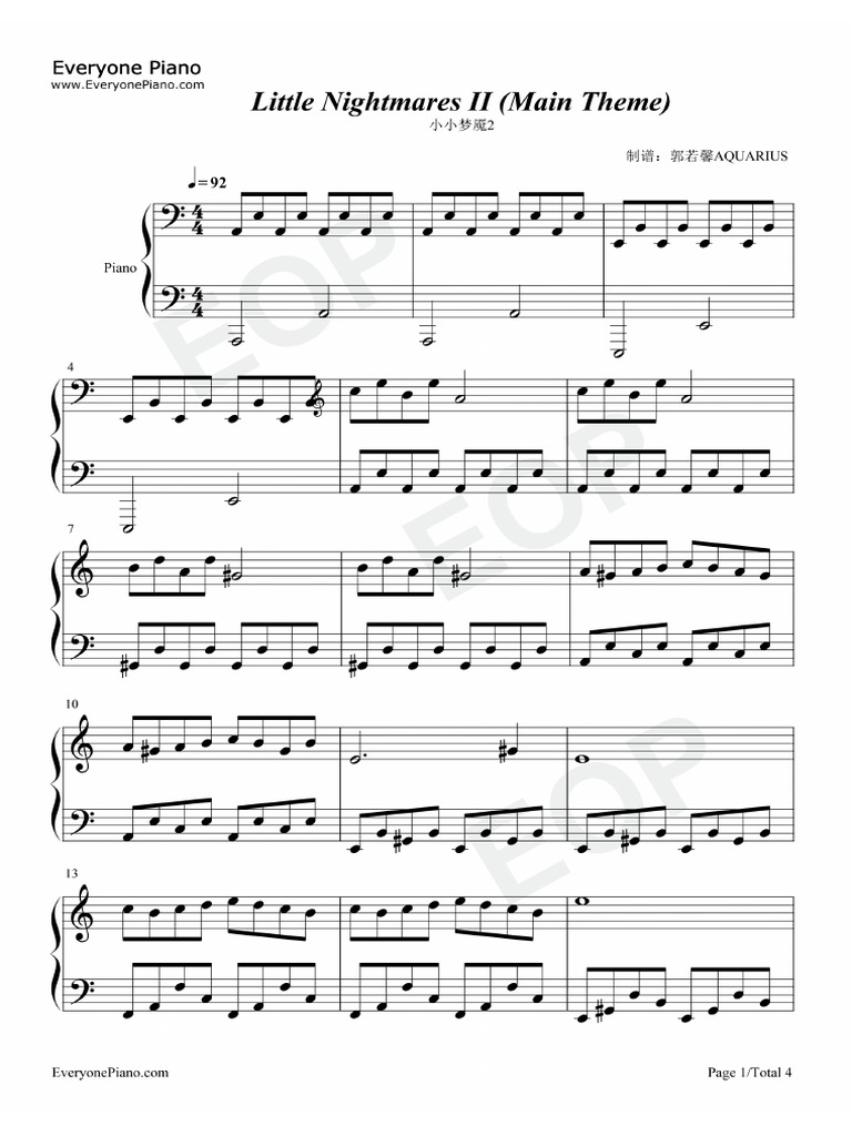 Little Nightmares 2 - Main Theme | PDF