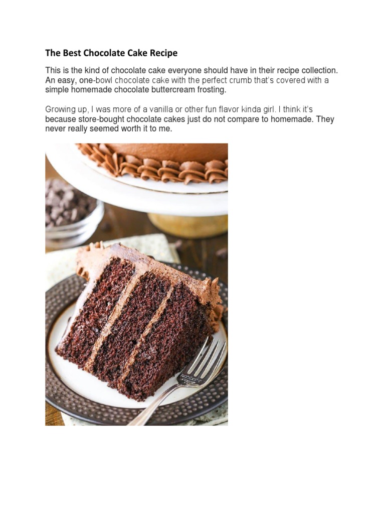Easy One-Bowl Chocolate Cake Recipe | PDF
