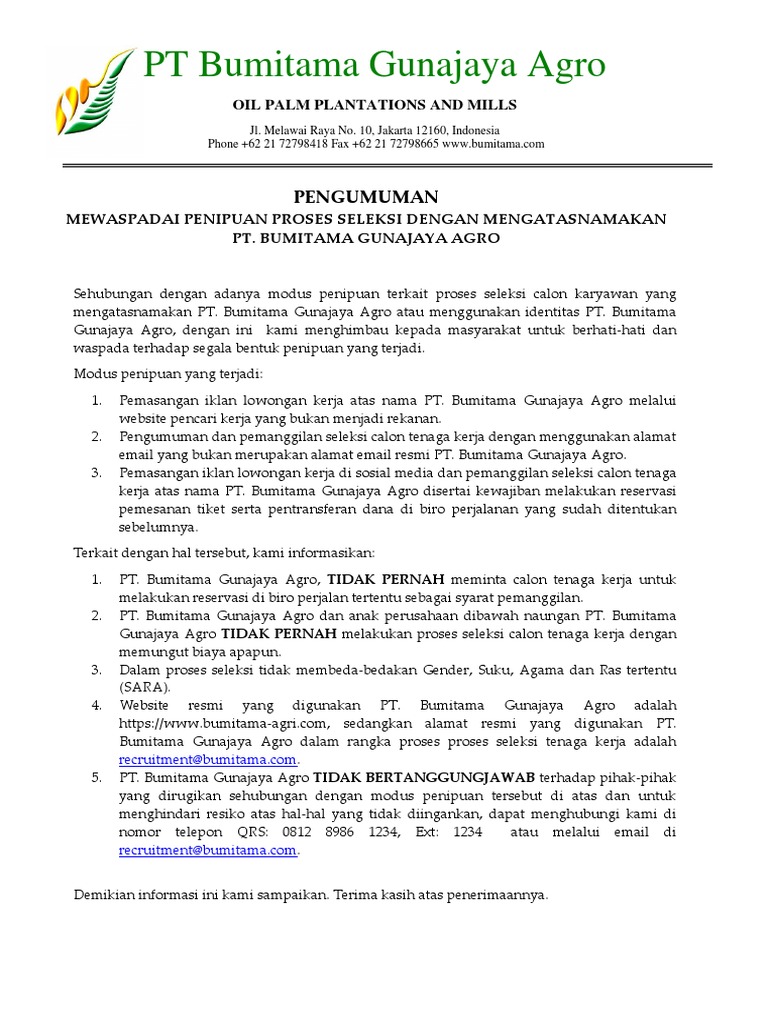 Disclaimer PT BGA | PDF