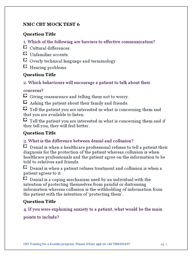 NMC CBT Mock Test 6 | PDF | Medical Specialties | Clinical Medicine