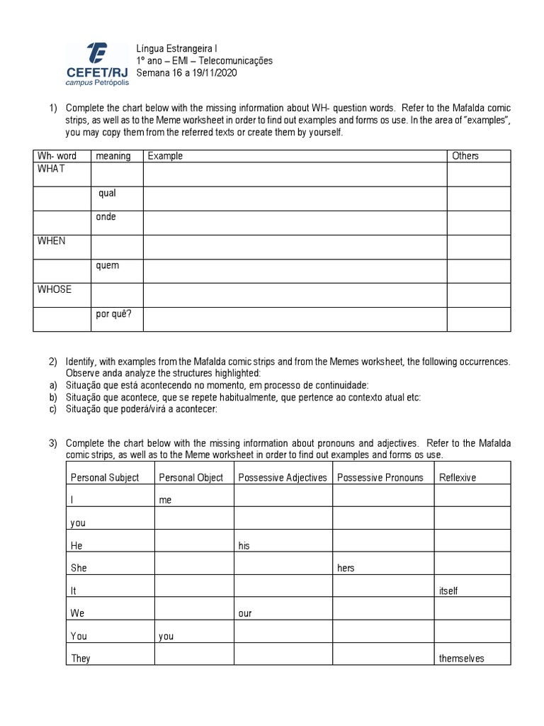 WH- Questions & Pronouns Guide | PDF