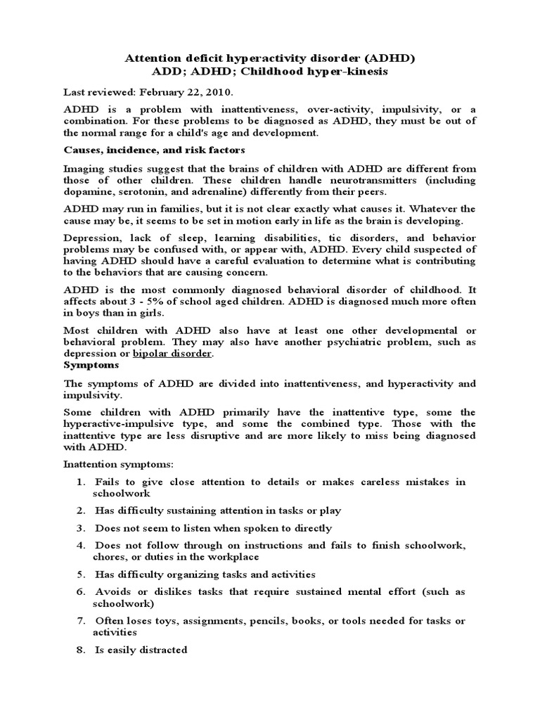 Attention Deficit Hyperactivity Disorder | PDF | Attention Deficit ...