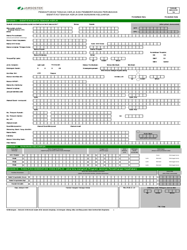 Formulir BPJS Ketenagakerjaan | PDF