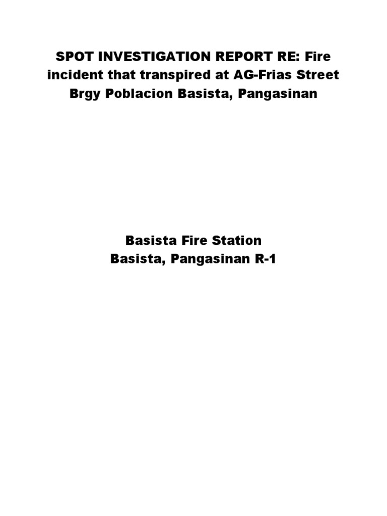 Spot Investigation Report Re | PDF