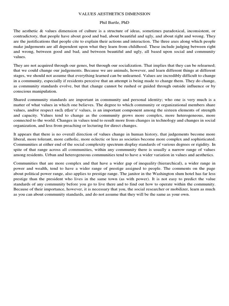 Aesthetic Values in Cultural Context | PDF | Value (Ethics) | Community