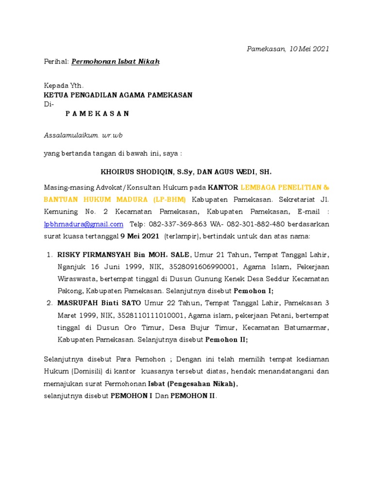 Permohonan Isbat Nikah | PDF