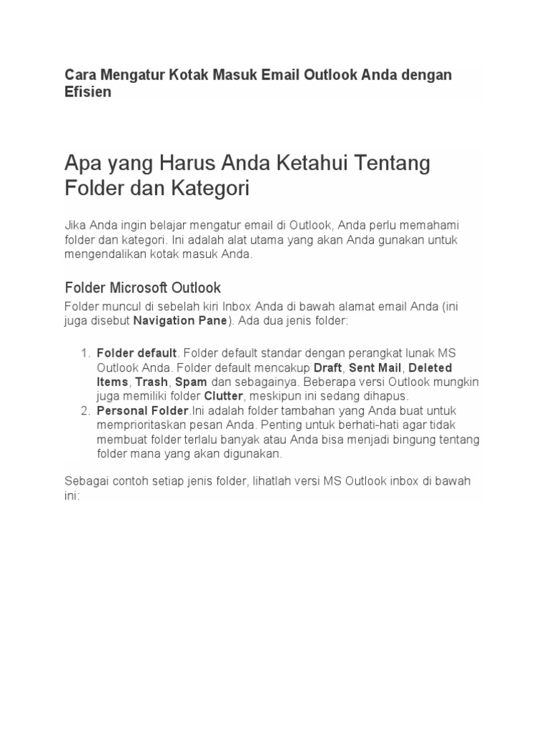 Cara Mengatur Kotak Masuk Email Outlook Anda Dengan Efisien | PDF Cara Mengatur Kotak Masuk Email Outlook Anda Dengan Efisien | PDF