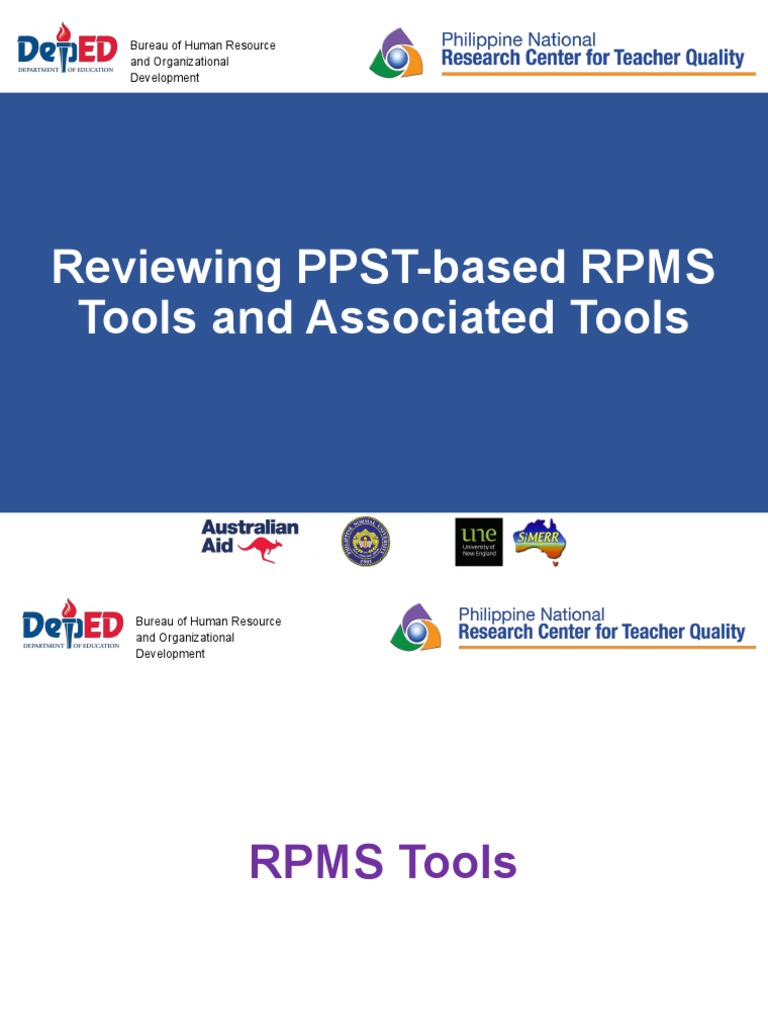 Session 4 Reviewing The PPST-based RPMS Tools and Associated Tools ...