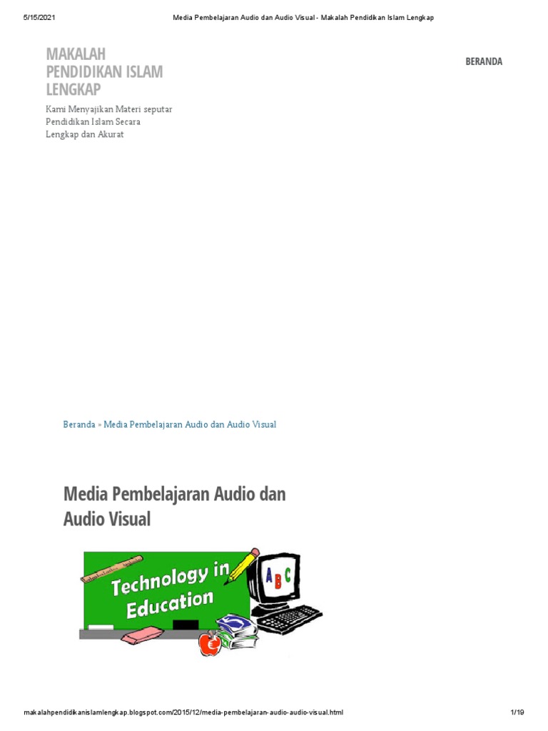 Media Pembelajaran Audio Dan Audio Visual - Makalah Pendidikan Islam ...