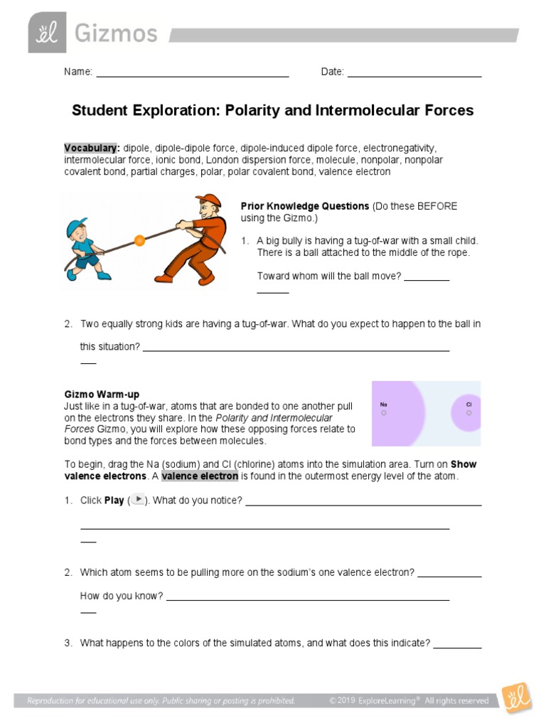 Student Exploration: Polarity and Intermolecular Forces | PDF ...