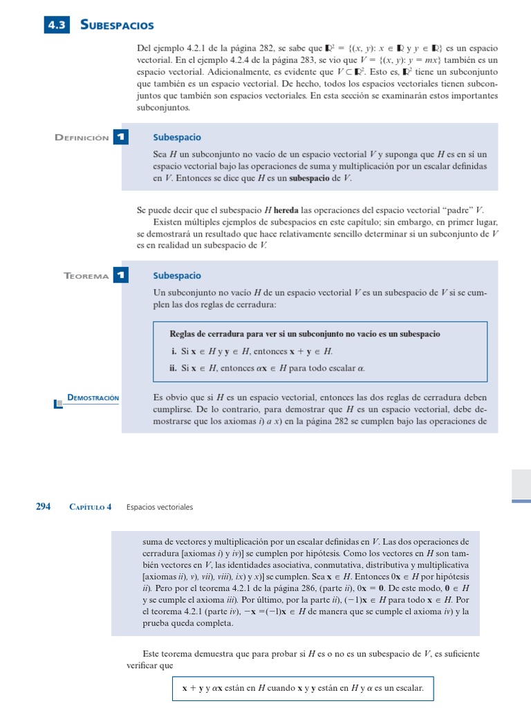 Subespacio Lineal e Independencia Lineal | PDF | Espacio vectorial | Subespacio lineal