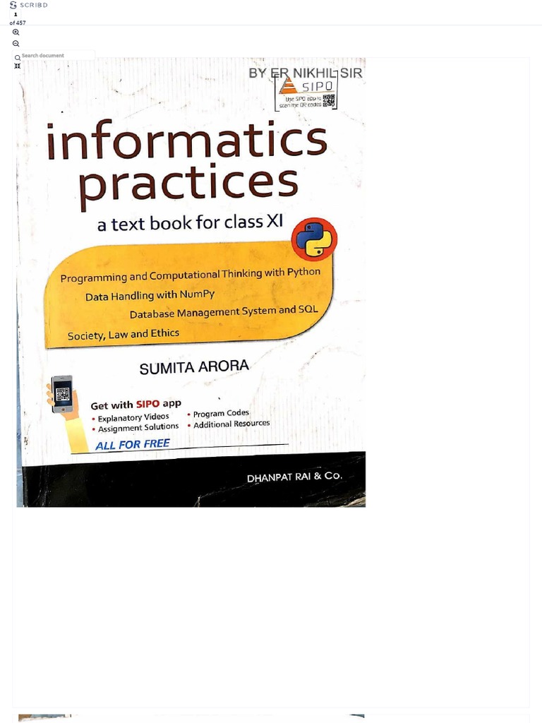 Information Practices Ip Class 11 Sumita Arora Full Book High Quality | PDF