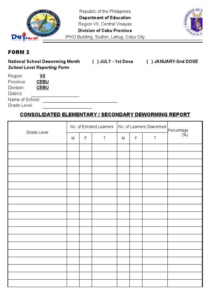 Deworming Form 1 | PDF | Public Administration | Philippines