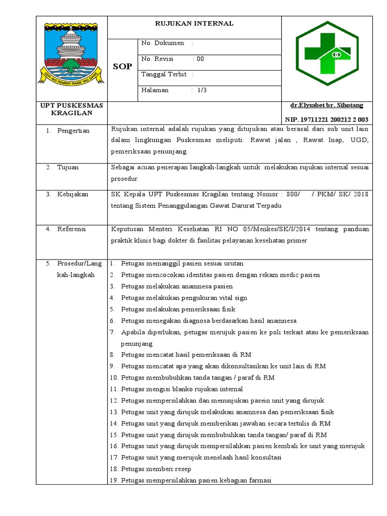 Prosedur Rujukan Internal Puskesmas | PDF | Sains & Matematika