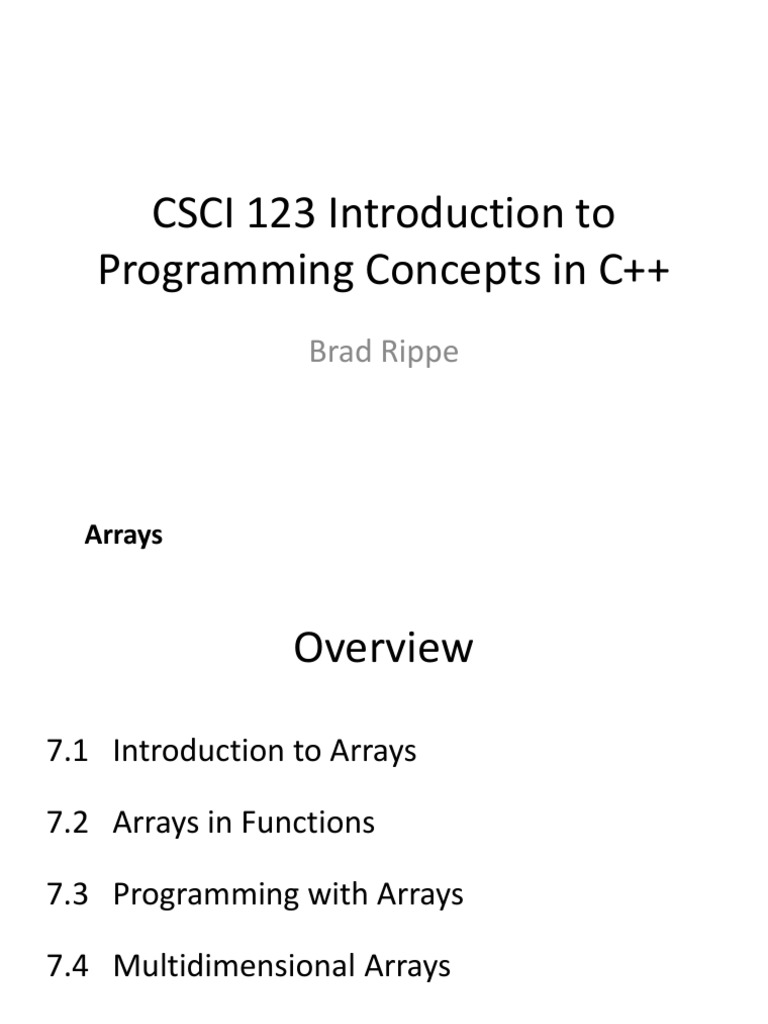 Csci 123 Introduction To Programming Concepts In C Brad Rippe Pdf Parameter Computer 