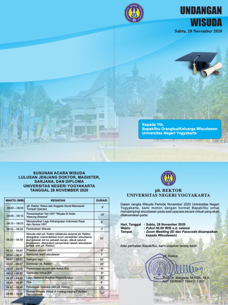 Undangan Wisuda 28 November 2020 (Untuk Orang Tua Wisudawan) | PDF