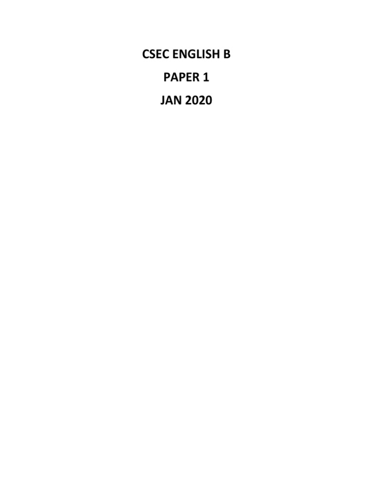 Csec English B Paper 1 Jan 2020 PDF Free | PDF