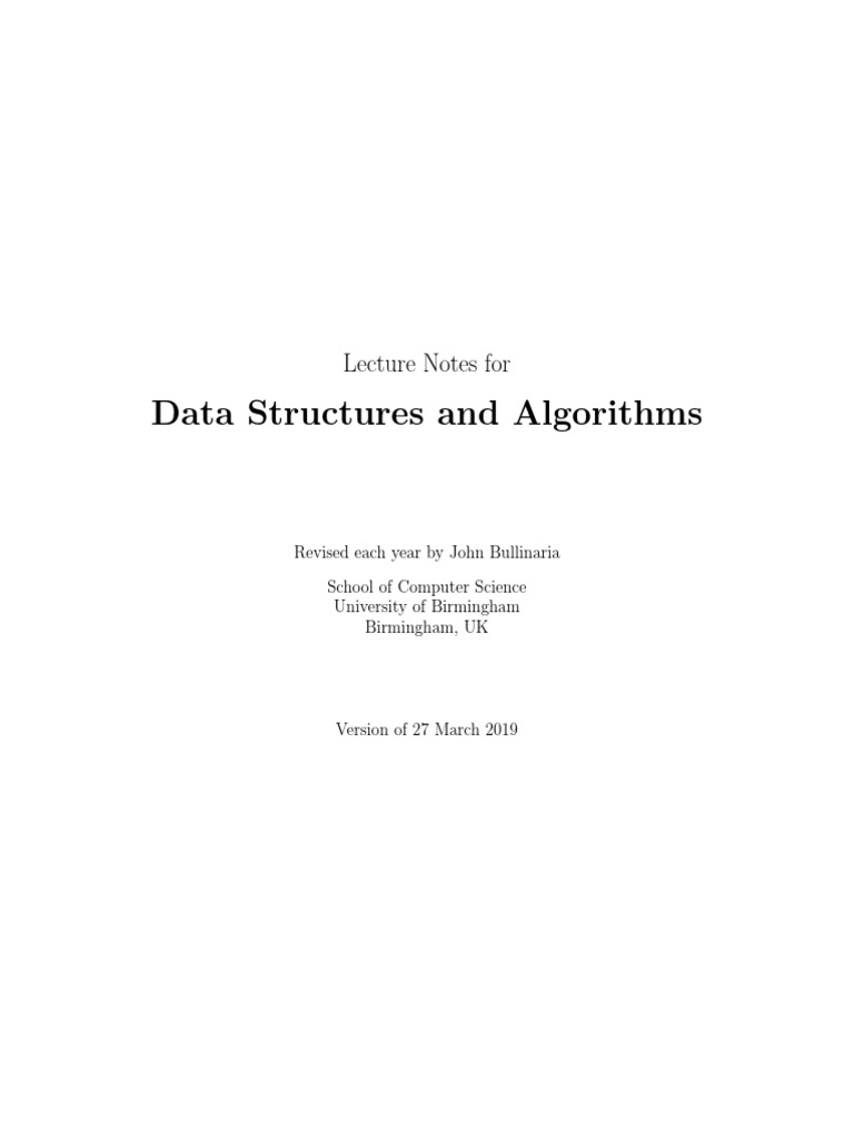 Data Structures And Algorithms Lecture Notes For Pdf Queue Abstract Data Type Pointer