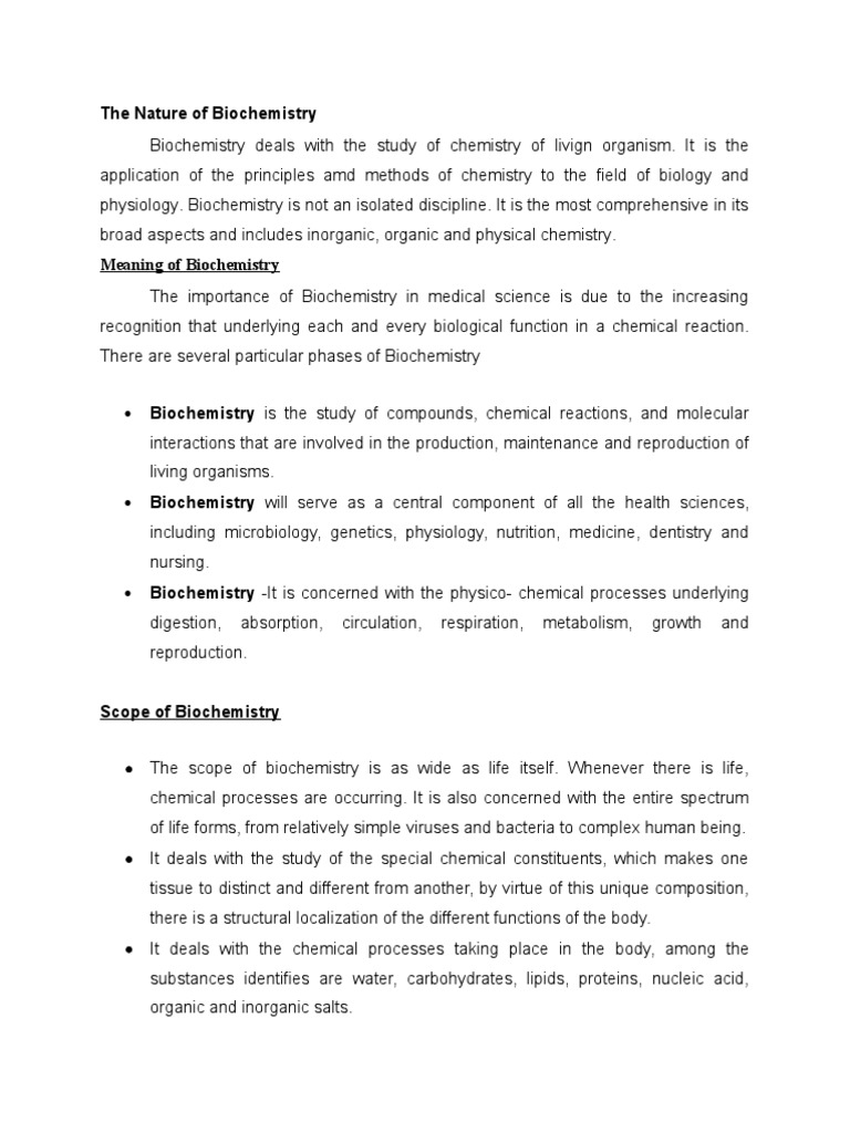 Module 1 - Introduction To Biochemistry | PDF | Biochemistry | Chemistry