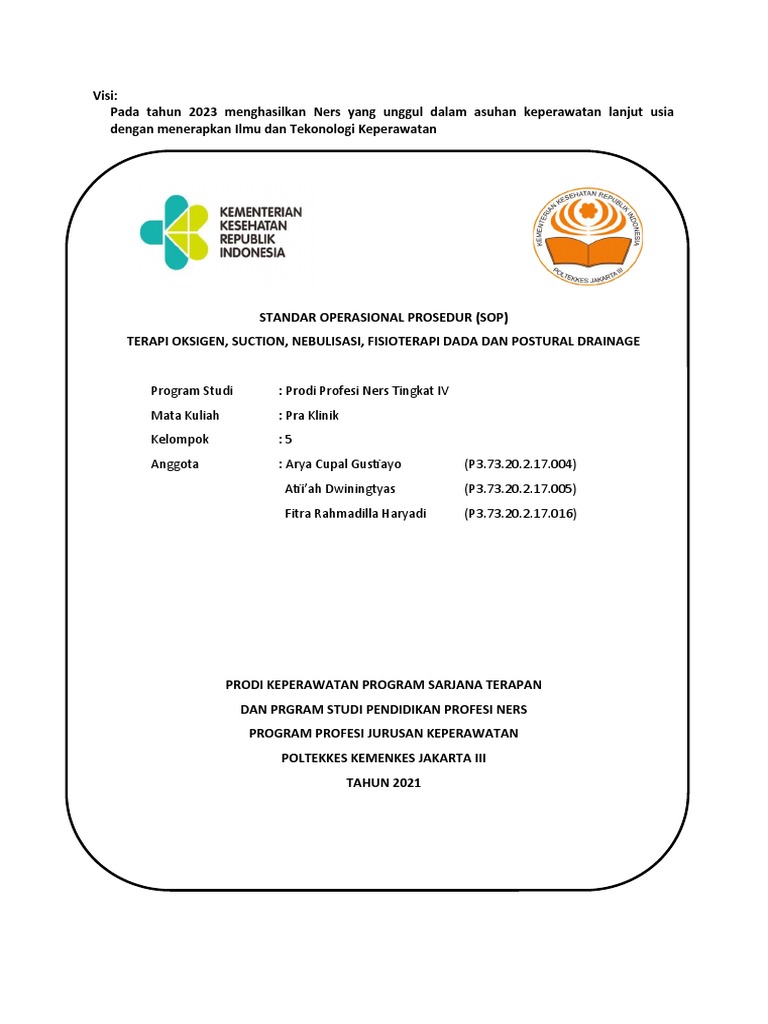 STANDAR OPERASIONAL PROSEDUR (SOP) TERAPI OKSIGEN, SUCTION, NEBULISASI ...