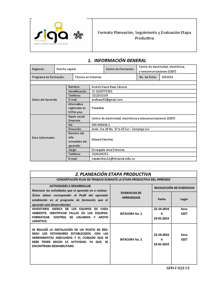 FORMATO F 023 Planeacion y Seguimiento | PDF | Evaluación | Planificación